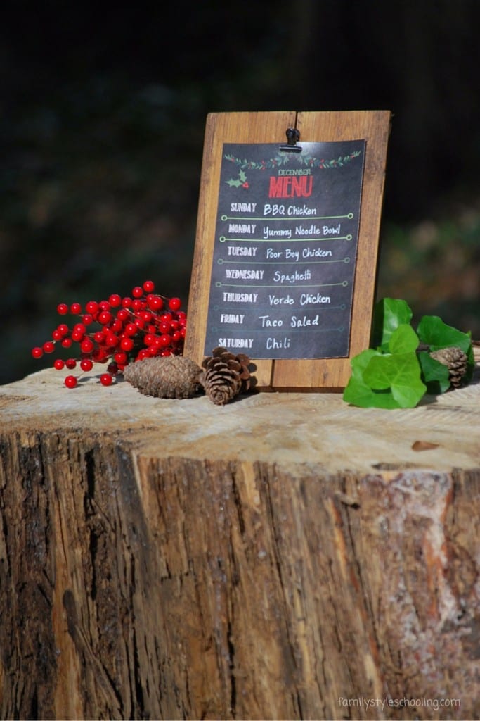 December Menu Printable - Family Style Schooling