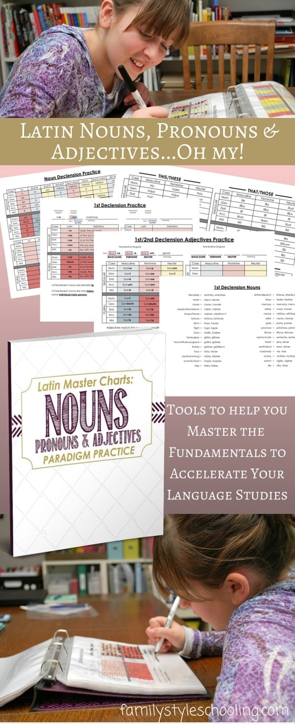 Latin Declensions & Conjugations Mastery Charts - Family Style Schooling