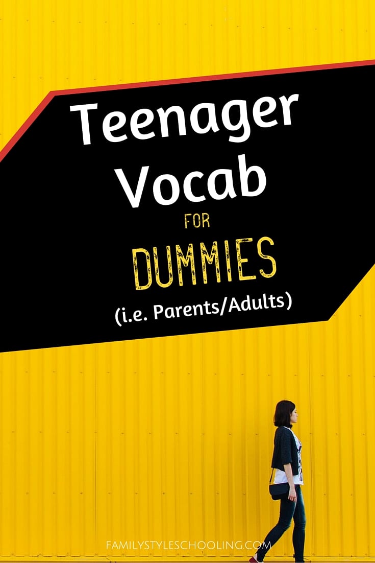 Teenage Vocab for Dummies (i.e. Parents/Adults) - Family Style Schooling